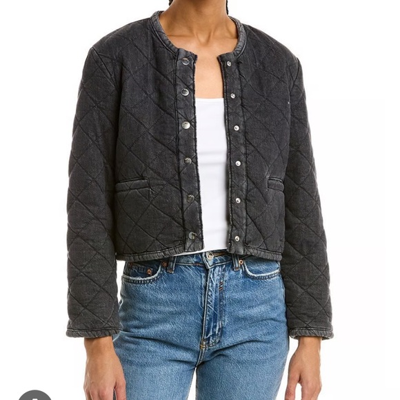 ba&sh | Jackets & Coats | Bash Quilted Gladys Denim Collarless Black ...